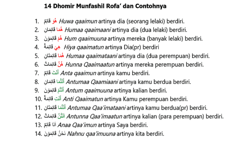 14 Dhomir Munfashil dan Contohnya