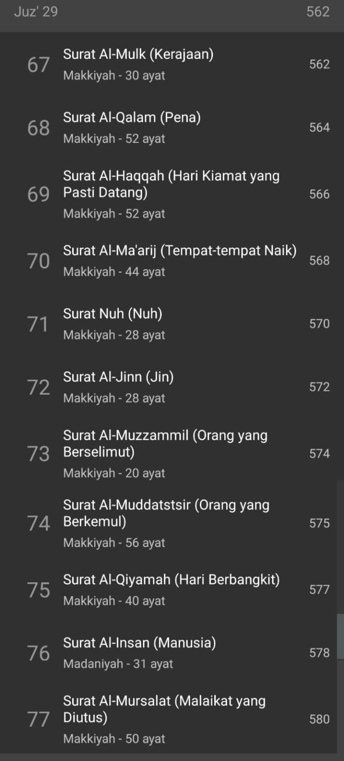 Al-Qur'an Juz 29 Lengkap